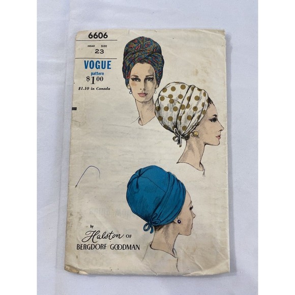 Other | 196s Vogue Misses Hat Halston Of Bergdorf Goodman Pattern 6606 ...